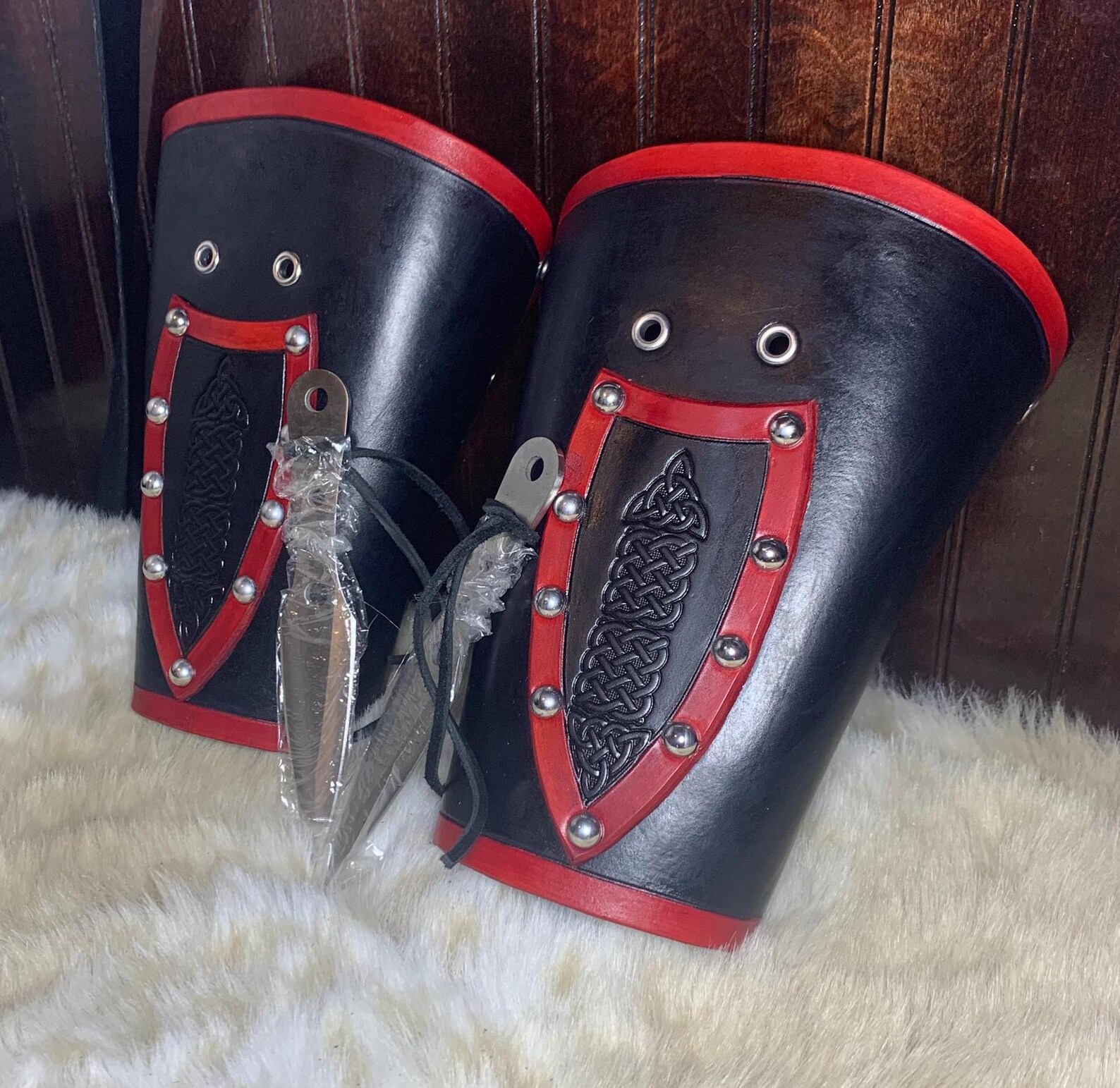 Leather Bracers With Dagger Holder Inset and Celtic Knot. - Etsy