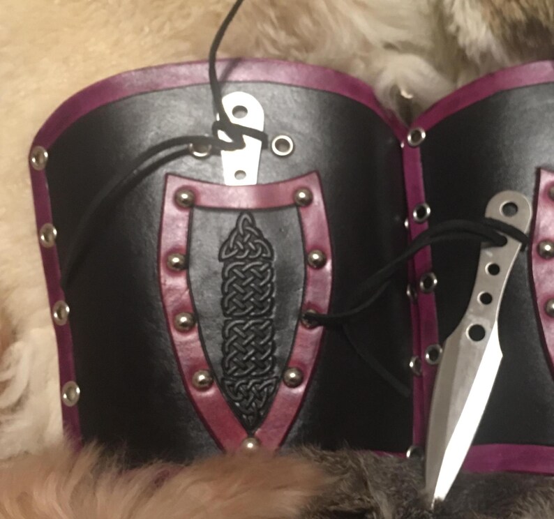Leather Bracers With Dagger Holder Inset and Celtic Knot. - Etsy