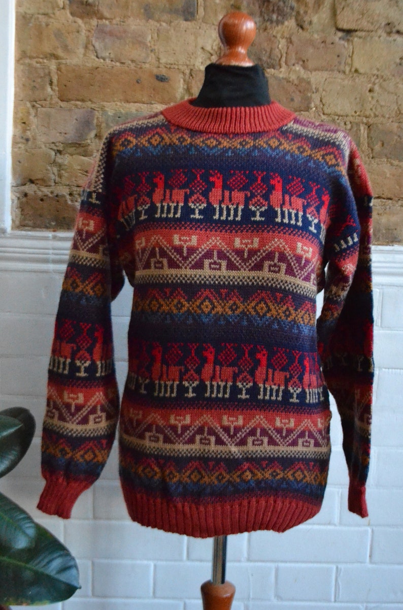 Brick Color Alpaca Wool Jumper .alpaca Wool Sweater.handmade - Etsy UK
