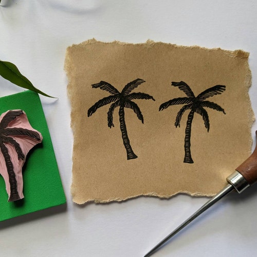 Palm Tree Rubber Stamp From Oldislandstamps - Etsy