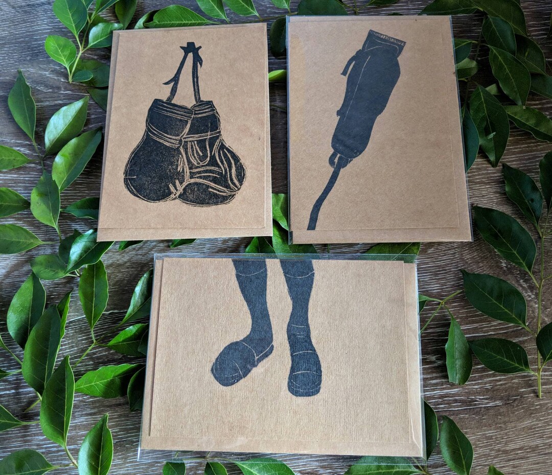 Boxing Gloves Card, Barber Clippers Card, Socks and Sandals Card ...