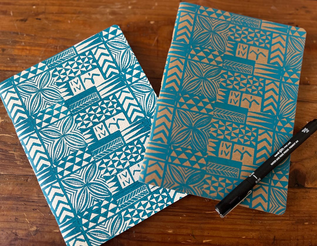 A5 Handmade Journal, Pasifika Patterns, Lined Journal, Linoprint ...