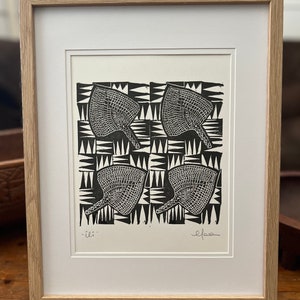 Hand-fan Handmade Original Print, Wall Art, Linoprint, Linocut Print ...