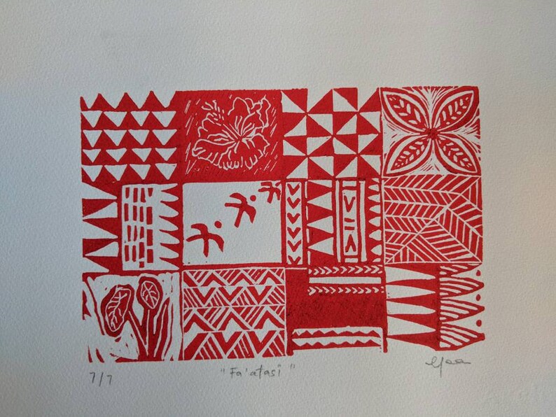 Pasifika Art Print Linoprint Fa'atasi Pacifica Art | Etsy