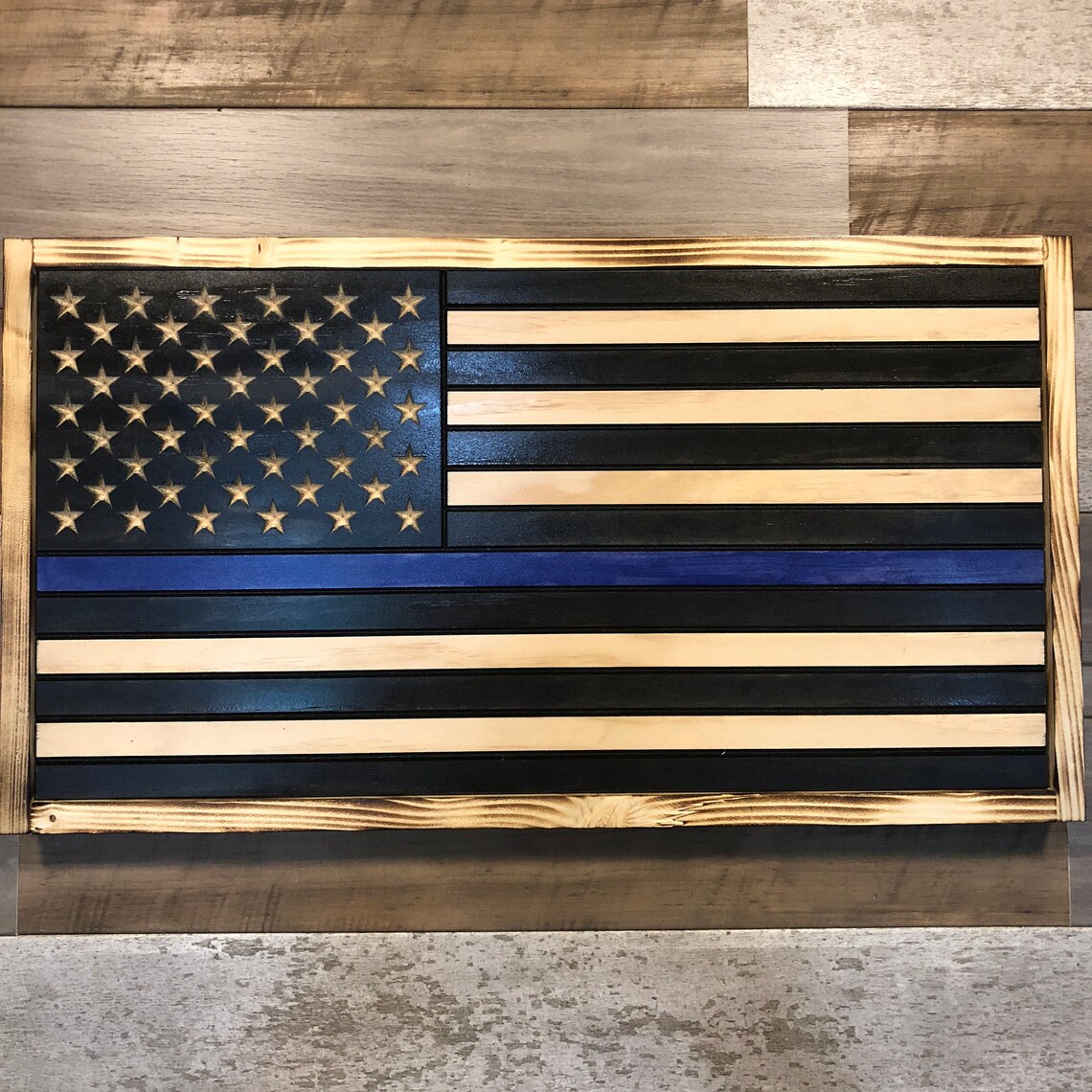 Thin Blue Line Flag Decor USA Thin Line Rustic - Etsy