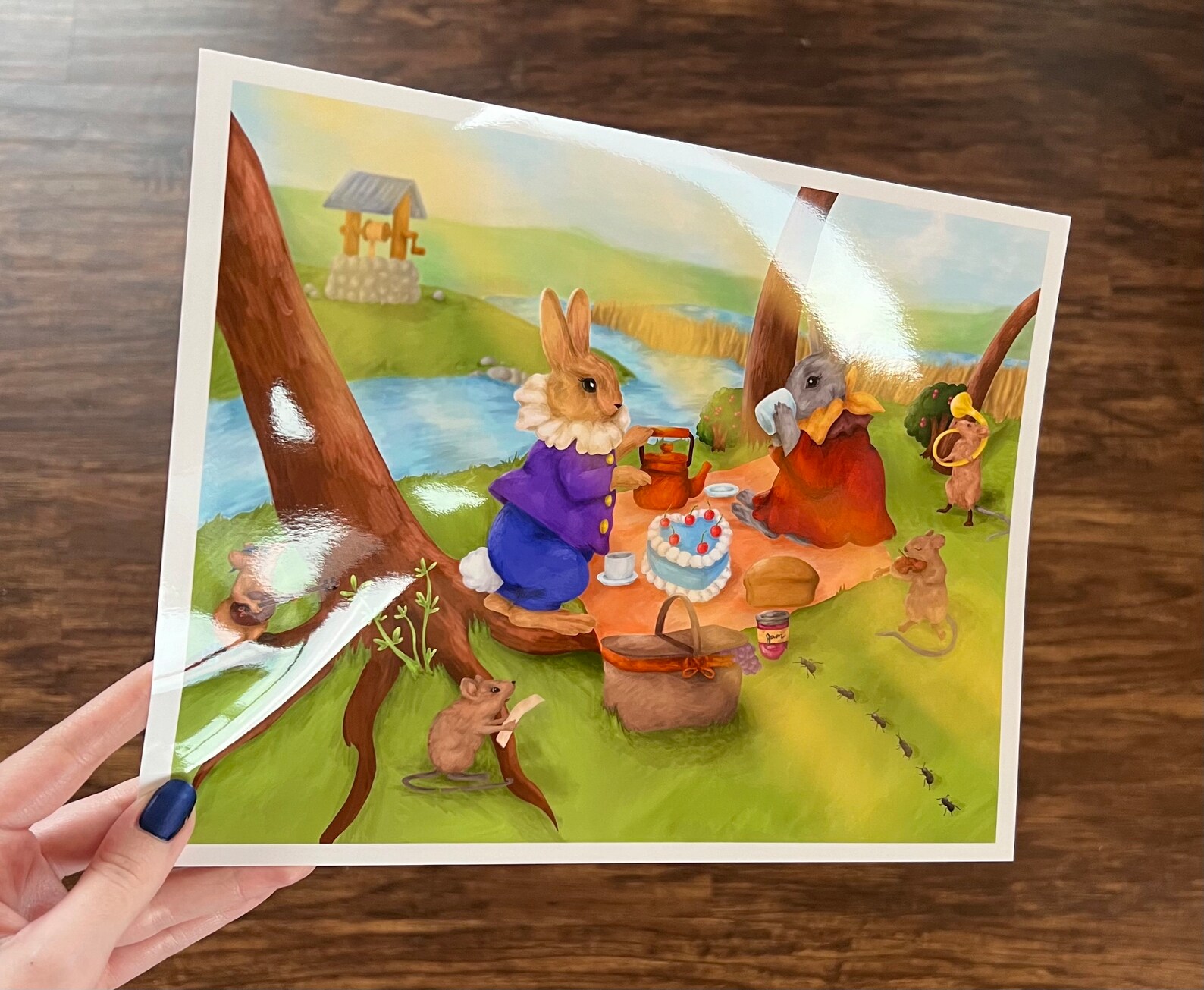 Cottage Core Rabbit Picnic With Musical Mice Print - Etsy