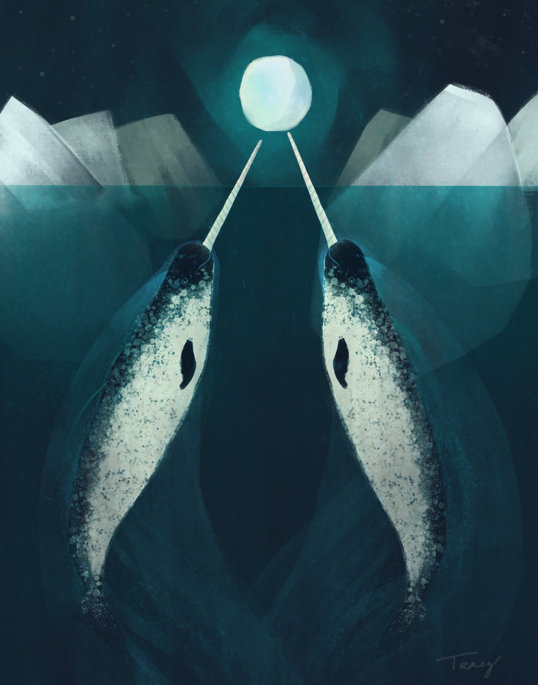 Narwhal Print, Narwhal, Narwhal Painting, Sea Life Art, Ocean, Sea Life ...