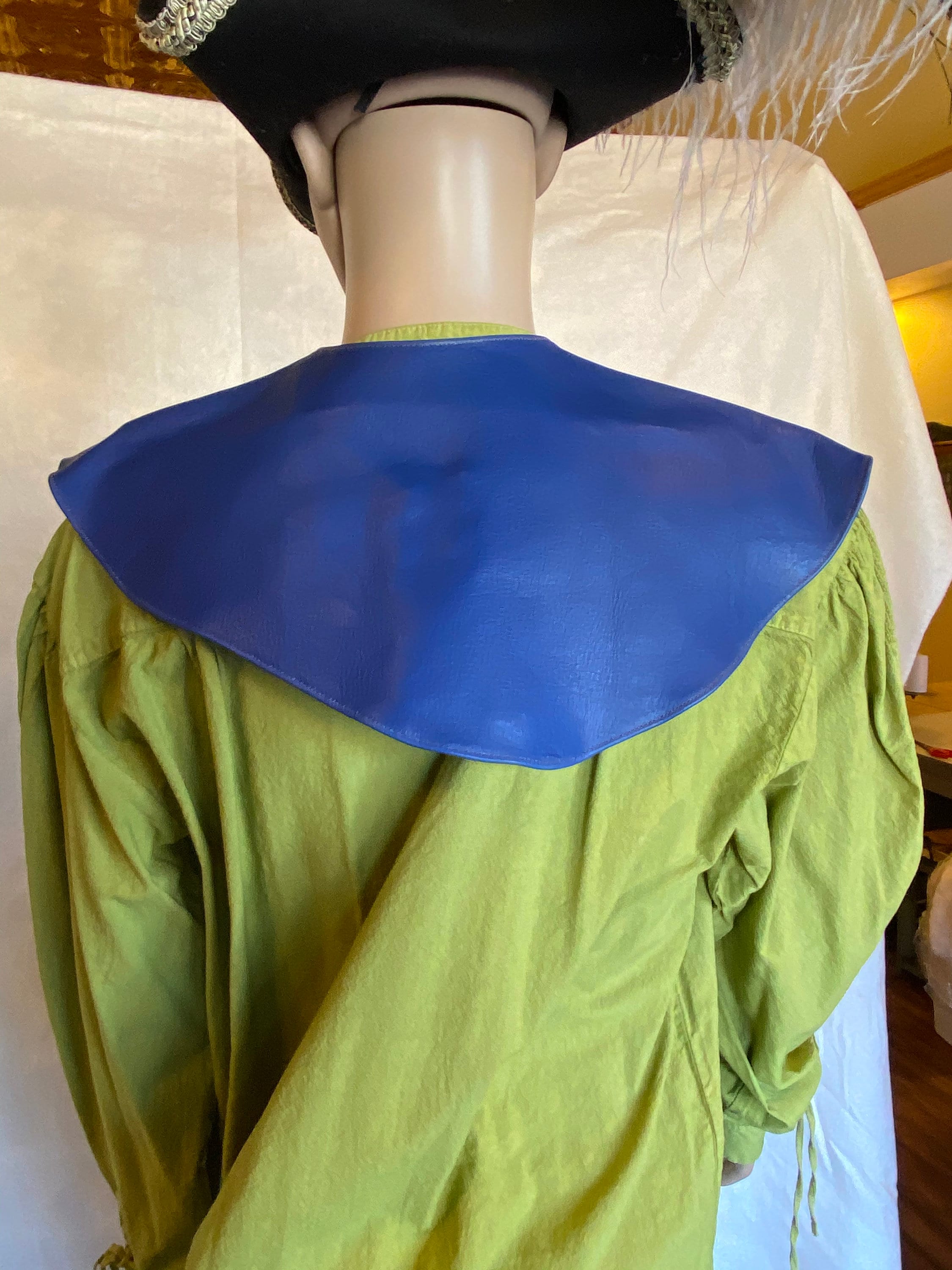 Blue Mantle, Medieval Mantle, Leather Mantle, Renaissance Mantle - Etsy