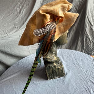 Yellow Striped Chenille Medieval Hat, Renaissance Hat, Fantasy Hat ...