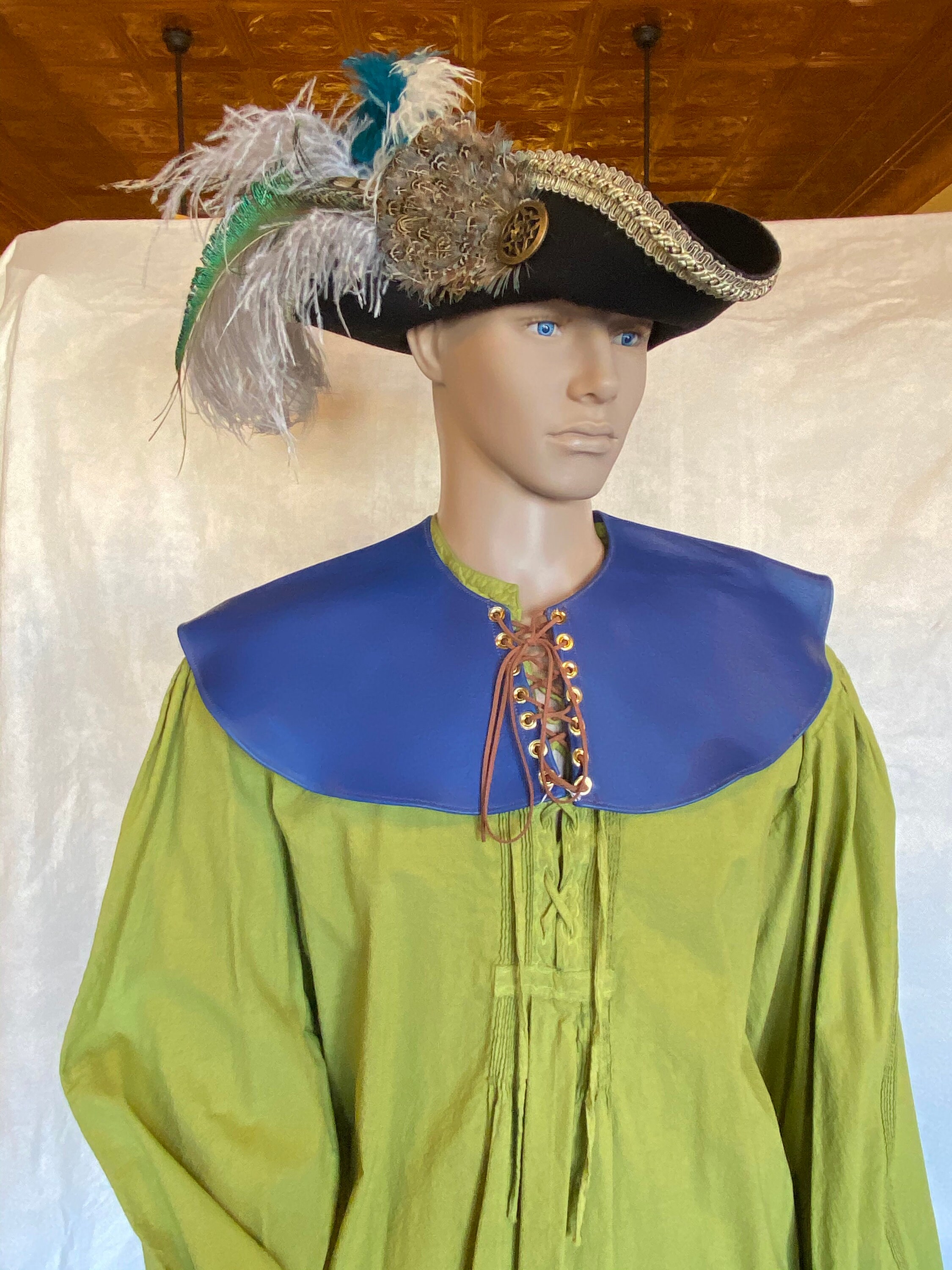 Blue Mantle, Medieval Mantle, Leather Mantle, Renaissance Mantle - Etsy