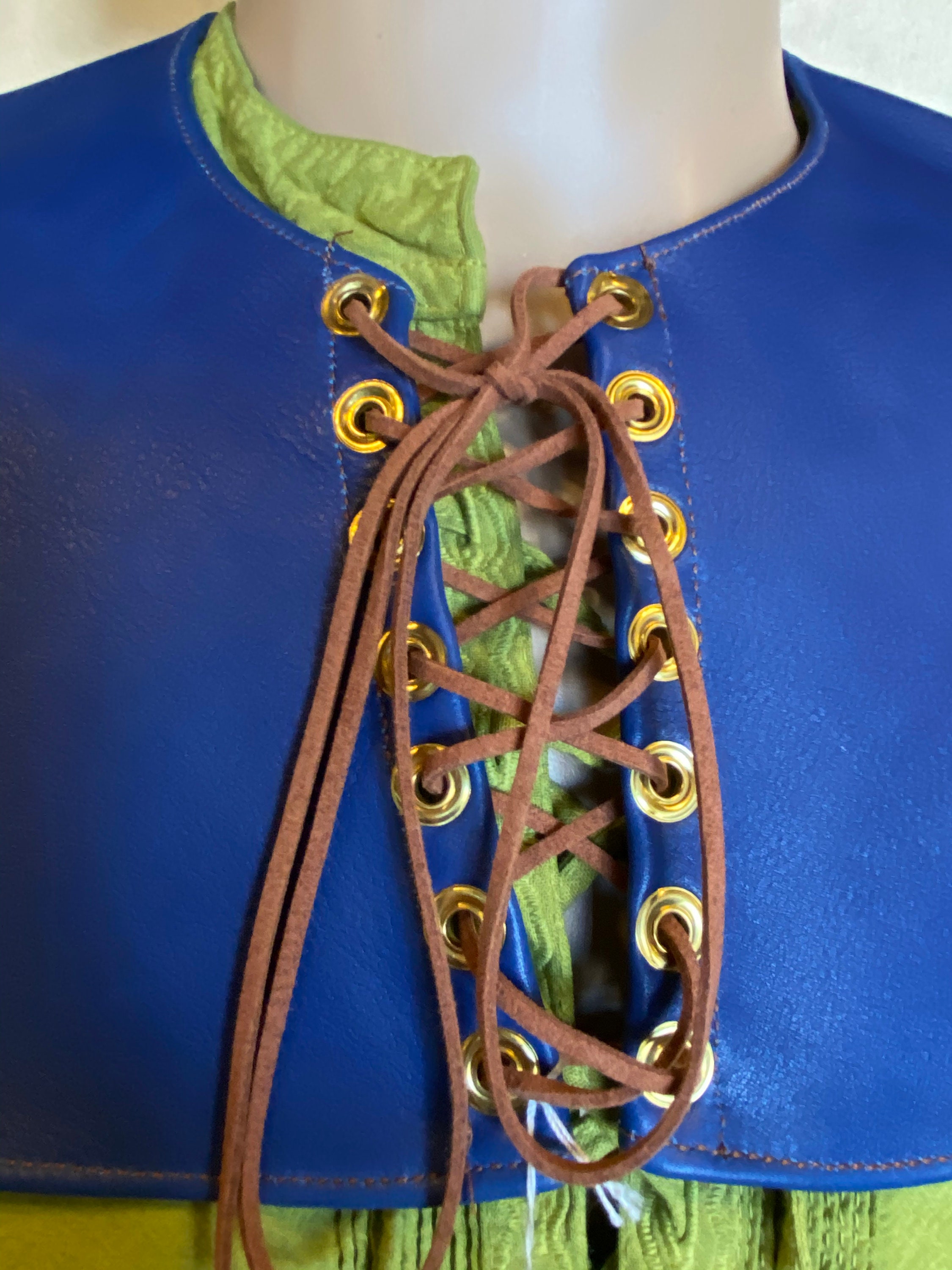 Blue Mantle, Medieval Mantle, Leather Mantle, Renaissance Mantle - Etsy