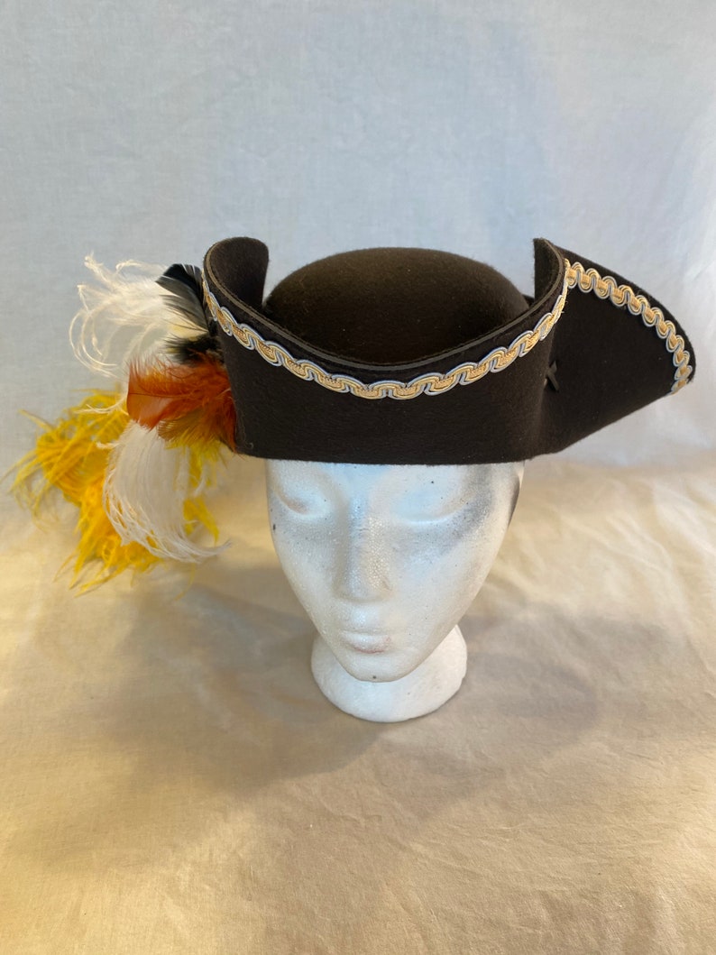 Black Felt Pirate Tricorn Hat: Renaissance LARP Costume - Etsy