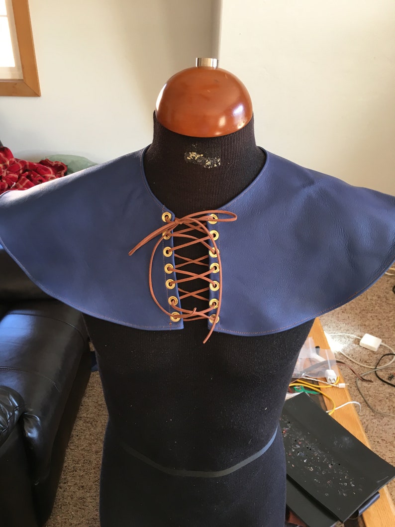 Blue Mantle, Medieval Mantle, Leather Mantle, Renaissance Mantle - Etsy