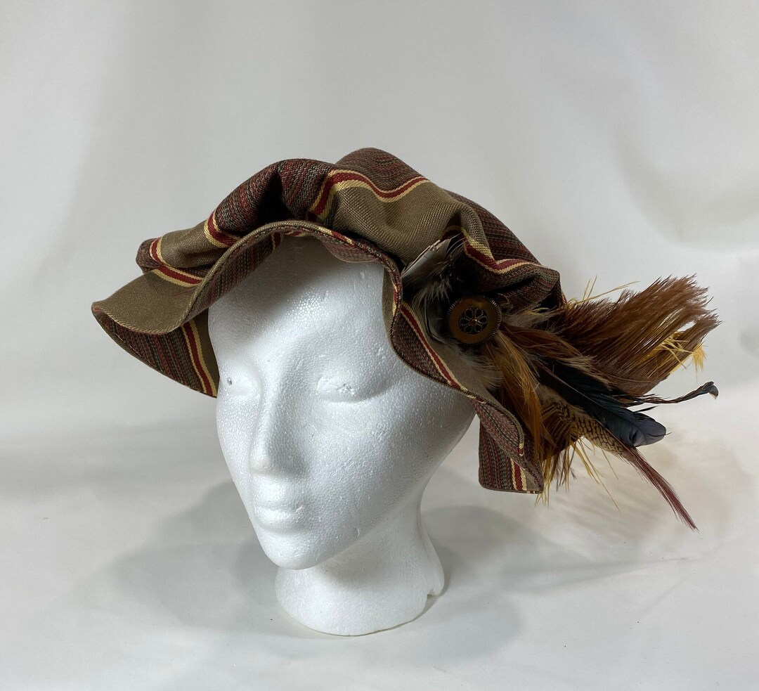 Brown Striped Medieval Hat, Renaissance Hat, Fantasy Hat, LARP Hat ...