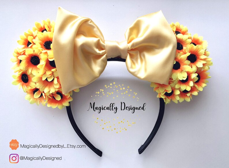 Sunflower Disney Ears, Yellow Floral Ears, Daisy Ears, Minnie Mouse ...