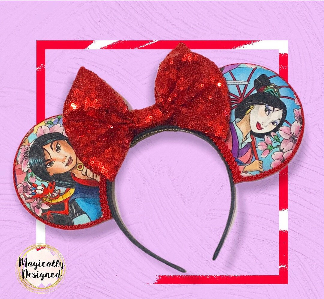 Mulan Disney Ears and Matching Mask Set, Chinese Warrior Princess Ears ...