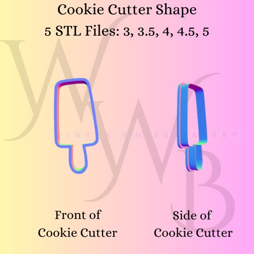 Popsicle - STL Files - Cookie Cutter- 5 Sizes -instant Download - PNG ...