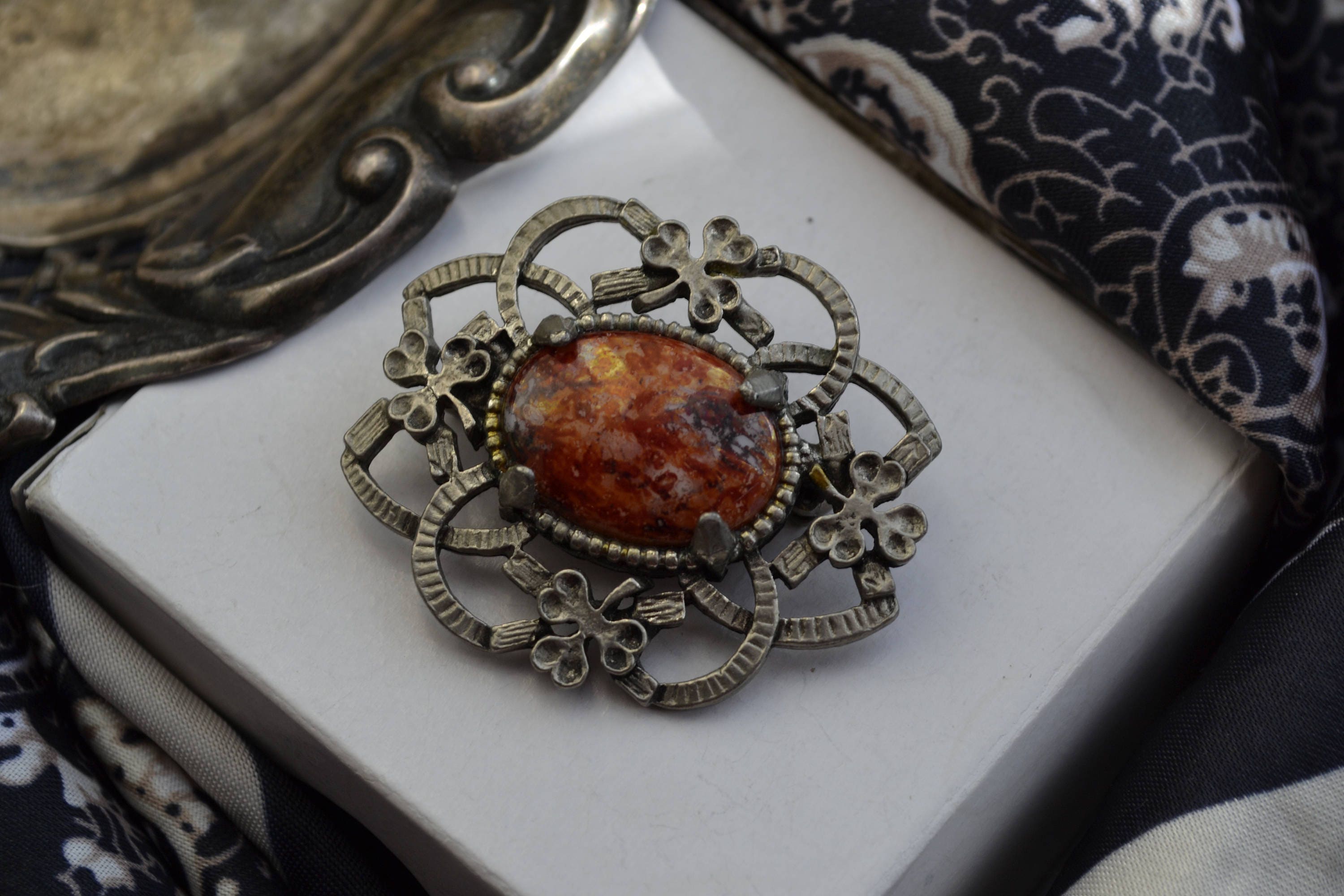 Vintage Irish Three-leaf Clover Shamrock Red Flame Stone - Etsy