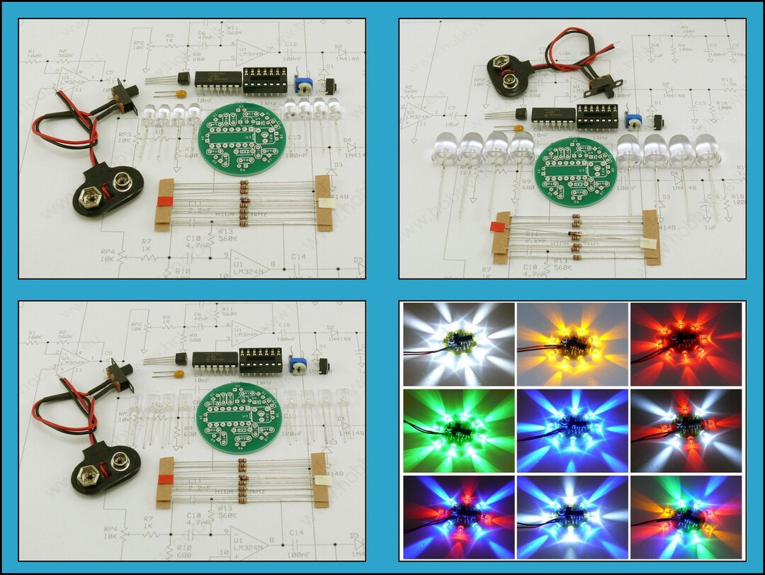 LED Light Chaser Beacon Round Sequencer Scroller Strobe 8x Leds DIY Kit ...