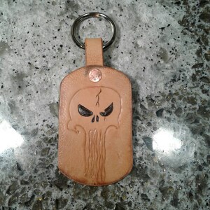 Punisher Leather Hand Tooled Keychain, Made in the USA - Etsy