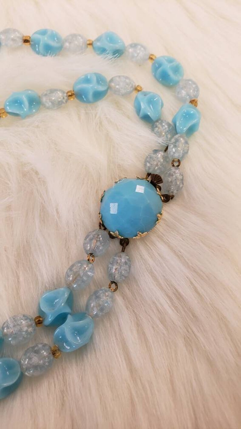Double Strand Blue / White Robin's Egg Beads With Button - Etsy