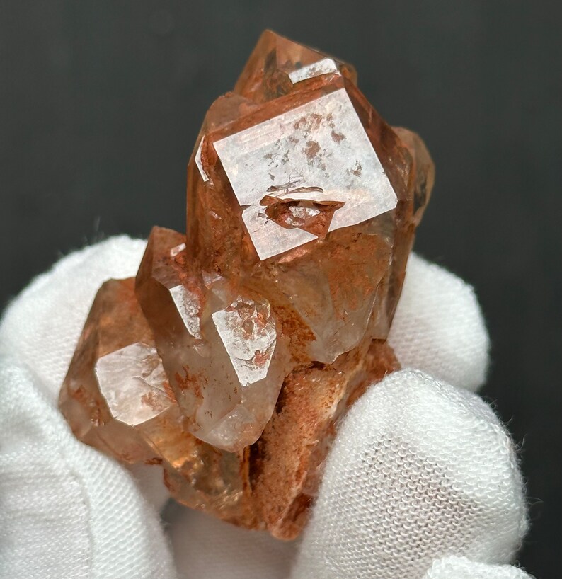 42mm Natural Rainbow Fenster Quartz/red Copper Skeleton Crystal Cluster ...