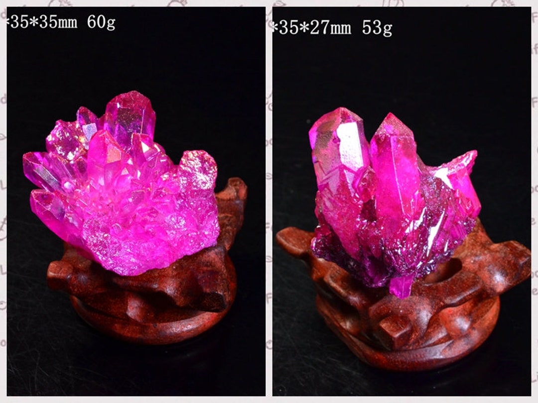 Hot Pink Crystal Cluster/electroplated Natural Crystal Clusters/tiny ...
