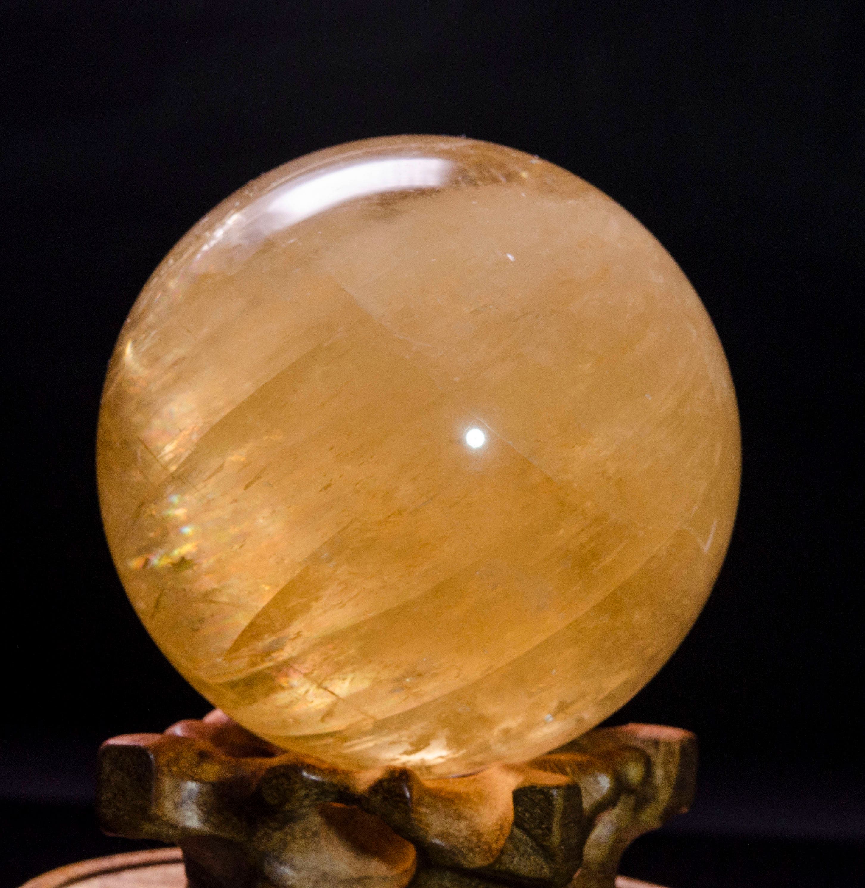 AAA Honey Optical Calcite Quartz Sphere/yellow Viking Rainbow | Etsy