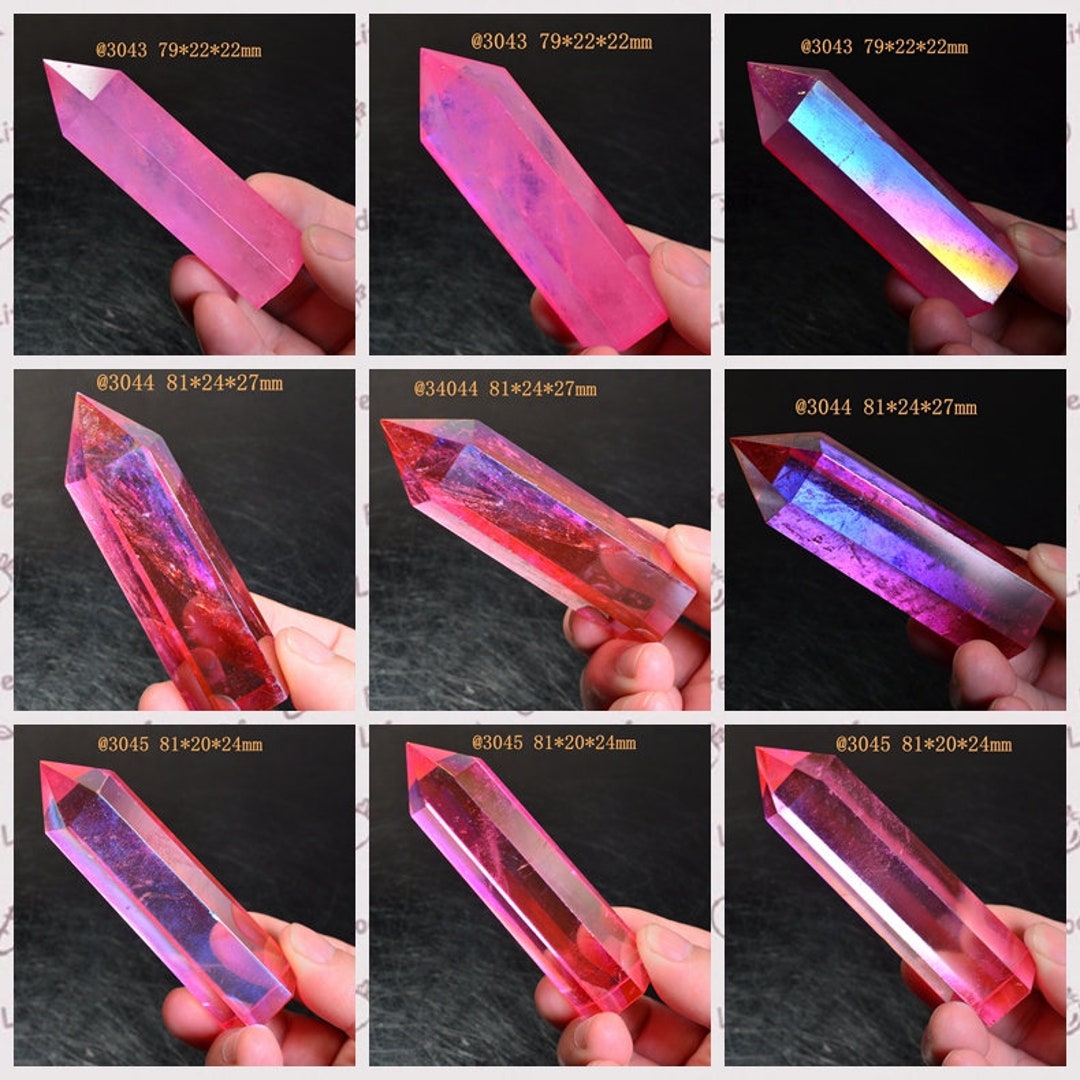 Rainbow Pink Aura Quartz Point/aura Quartz Crystal Tower/aura Quartz ...