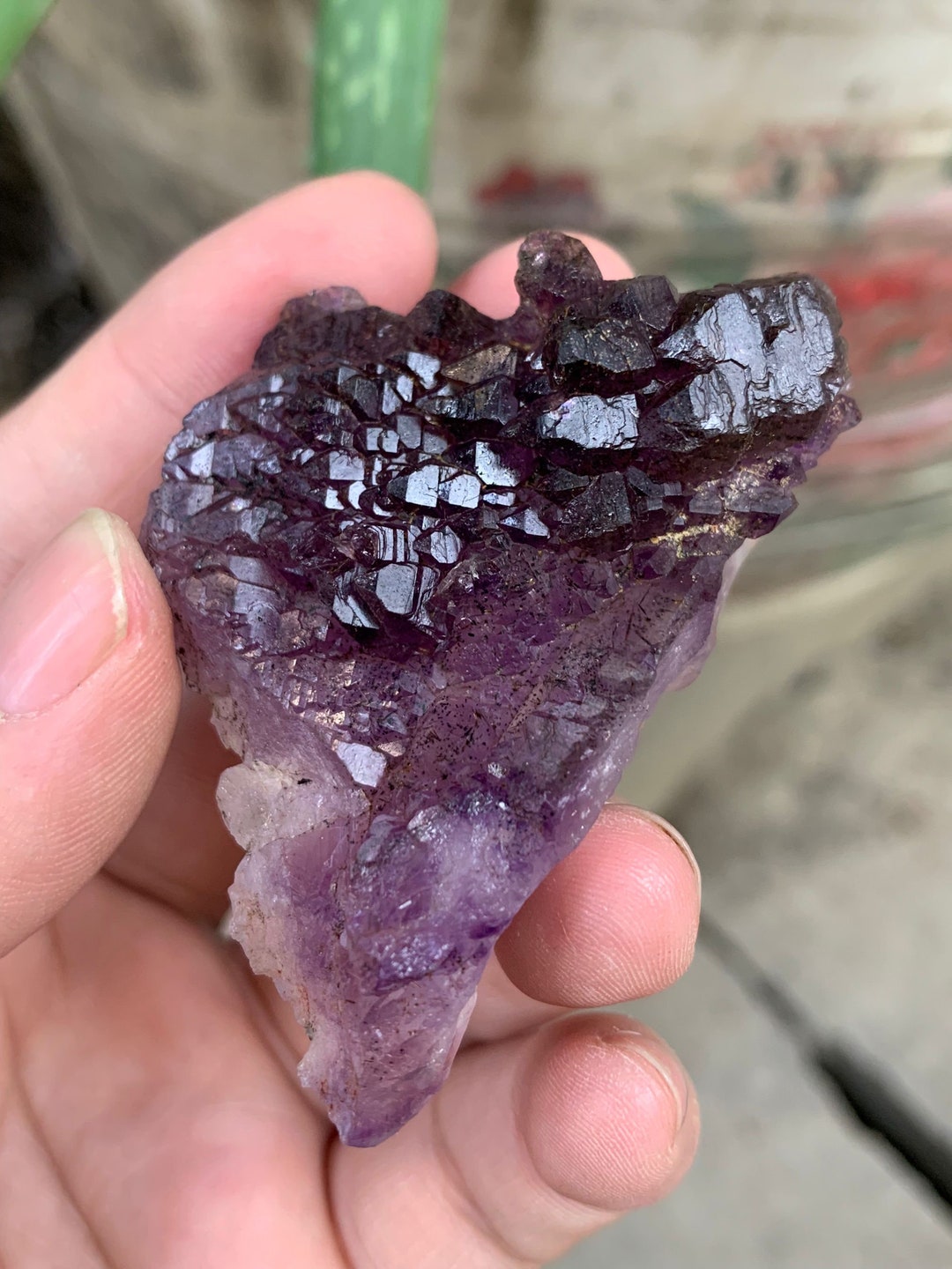 49g Natural Elestial Amethyst/castle Amethyst/secret Scepter Purple Quartz Cluster/rust Yellow ...