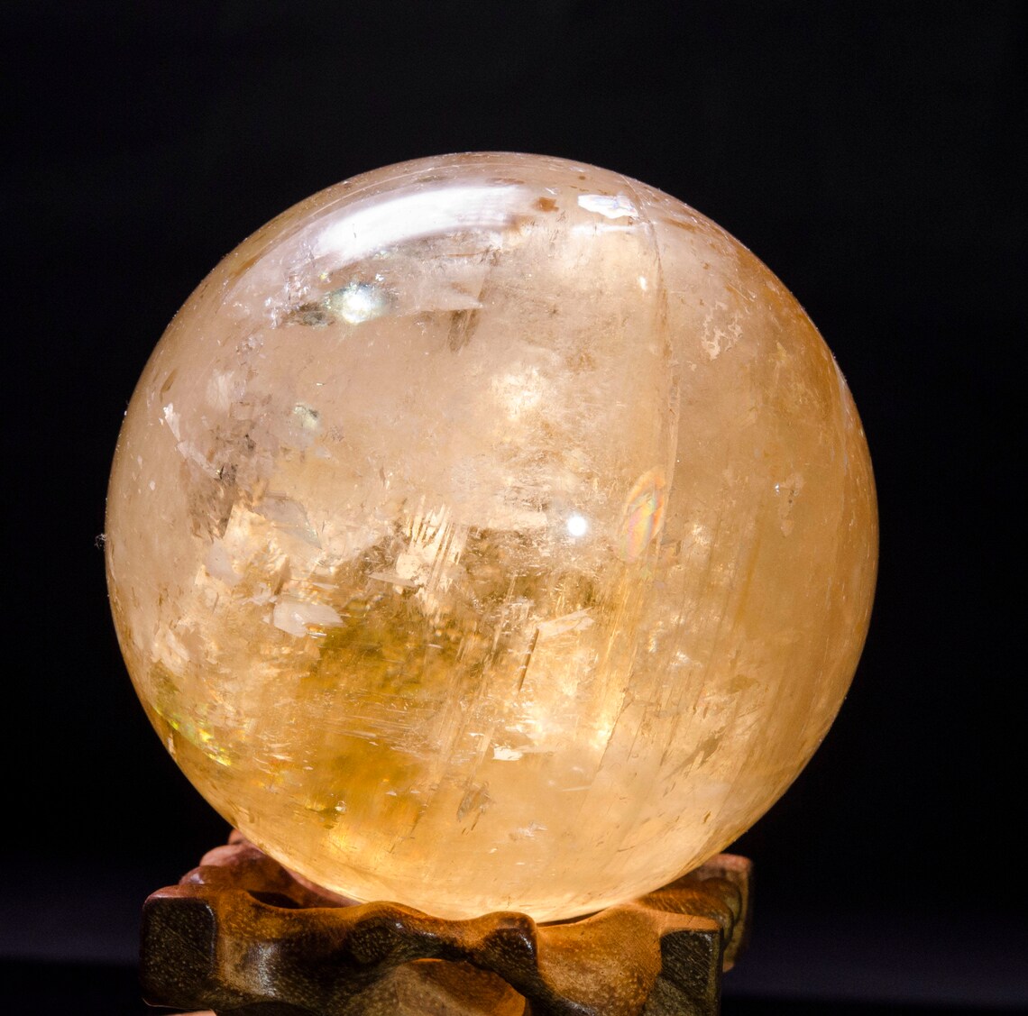 AAA Honey Optical Calcite Quartz Sphere/yellow Viking Rainbow - Etsy