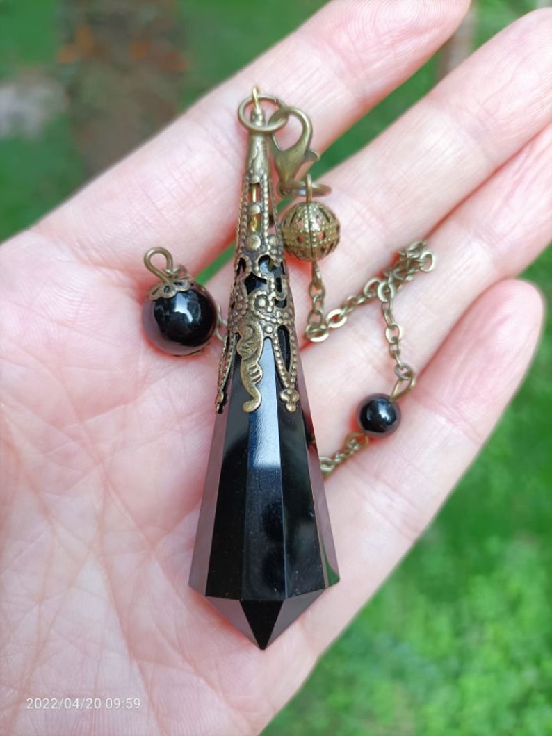 AAAAA Black Obsidian Quartz Pendulum/dowsing Tool for - Etsy