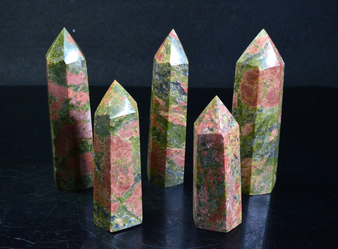 Natural Unakite Towers/unakite Points/unakite Points/green Red Crystal ...