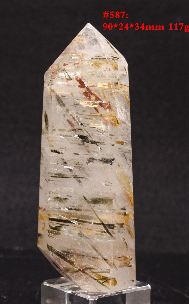 Silver-gold Rutilated Tower-clear Tower-obelisk-healing - Etsy