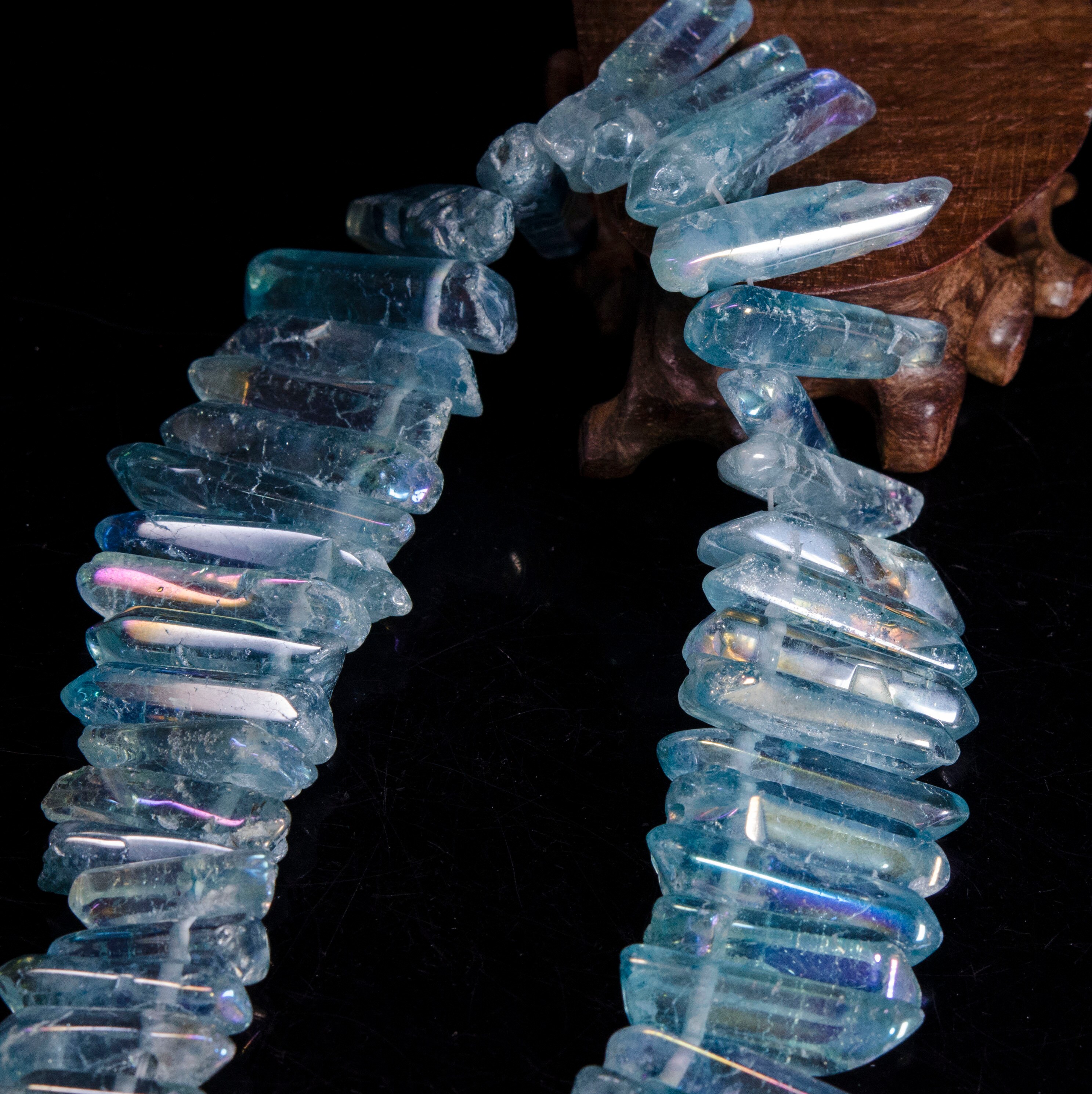 Full Strand Tumbled Light Blue Aura Quartz Crystal Quartz/rainbow Aura ...