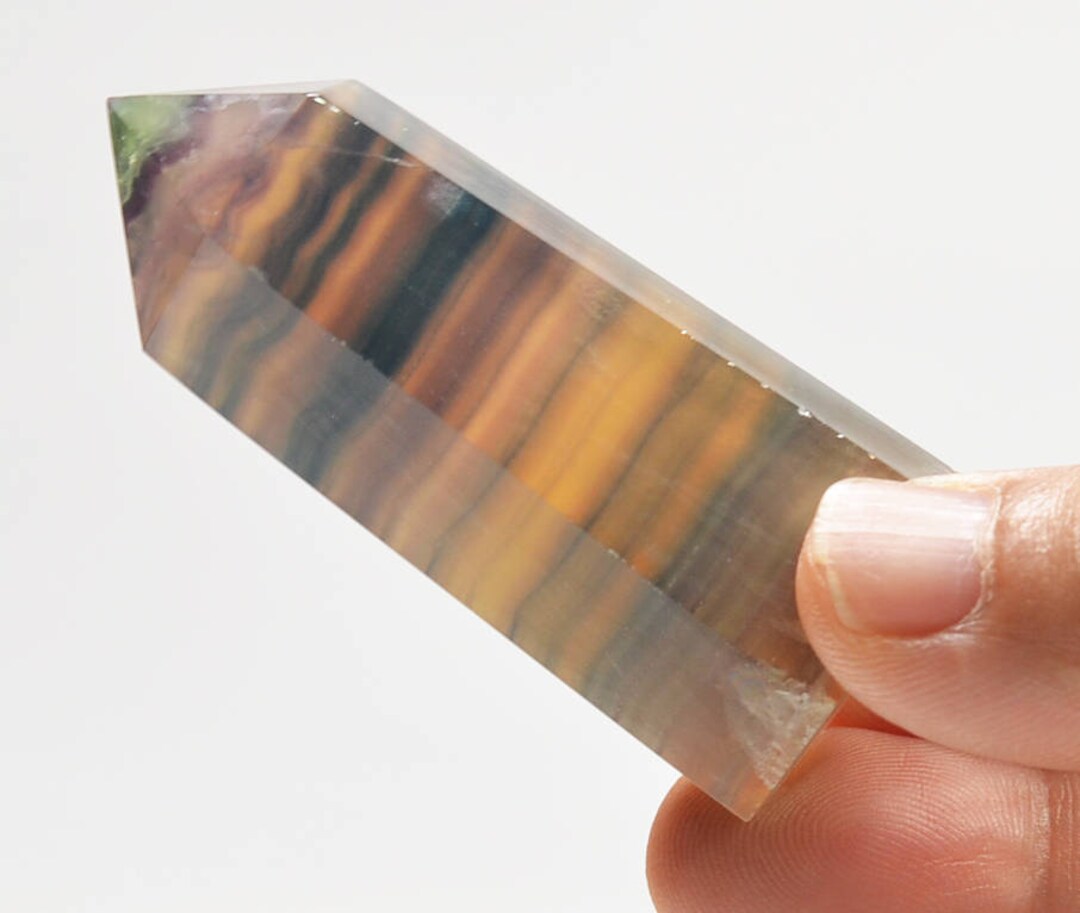 Beautiful Clear Shiny Polished Yellow and Light Purple Fluorite Point ...