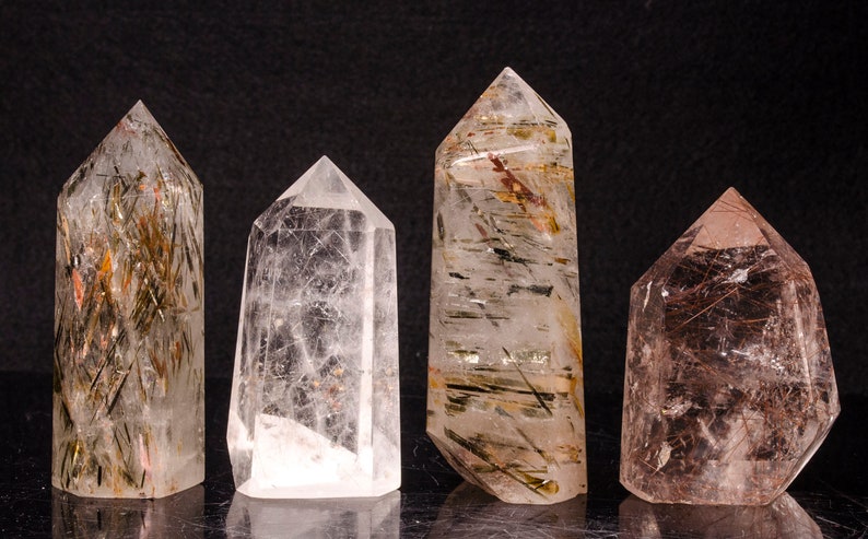 Silver-gold Rutilated Tower-clear Tower-obelisk-healing - Etsy