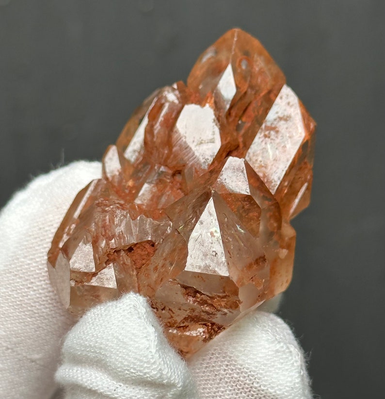 42mm Natural Rainbow Fenster Quartz/red Copper Skeleton Crystal Cluster ...
