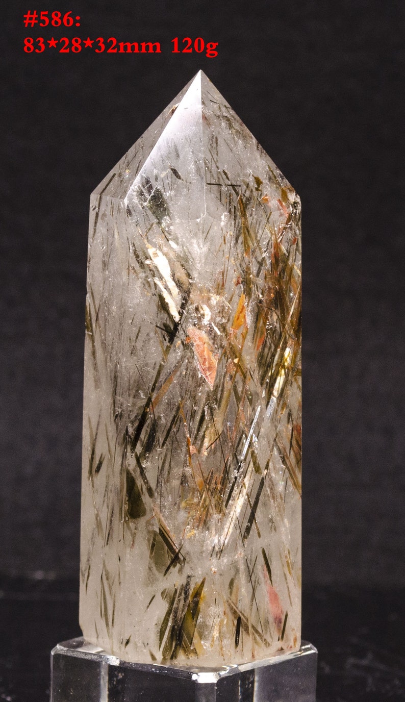 Silver-gold Rutilated Tower-clear Tower-obelisk-healing - Etsy