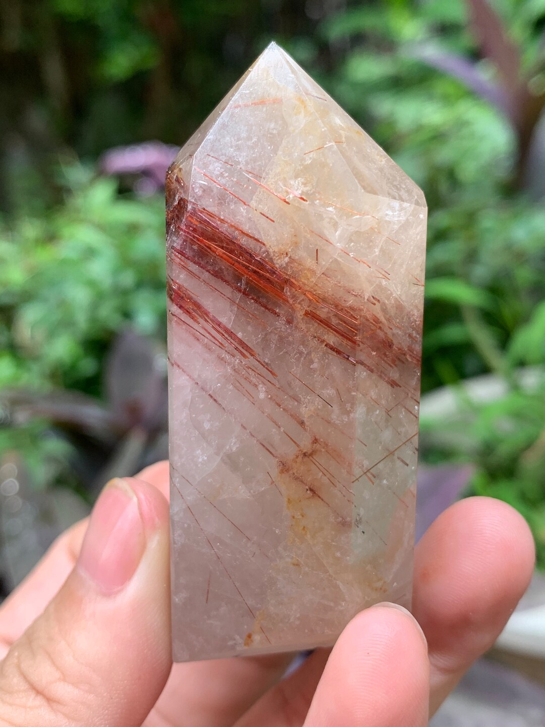 72mm Natural Copper Red Rutile Quartz/red Needle Crystal Point/needle ...