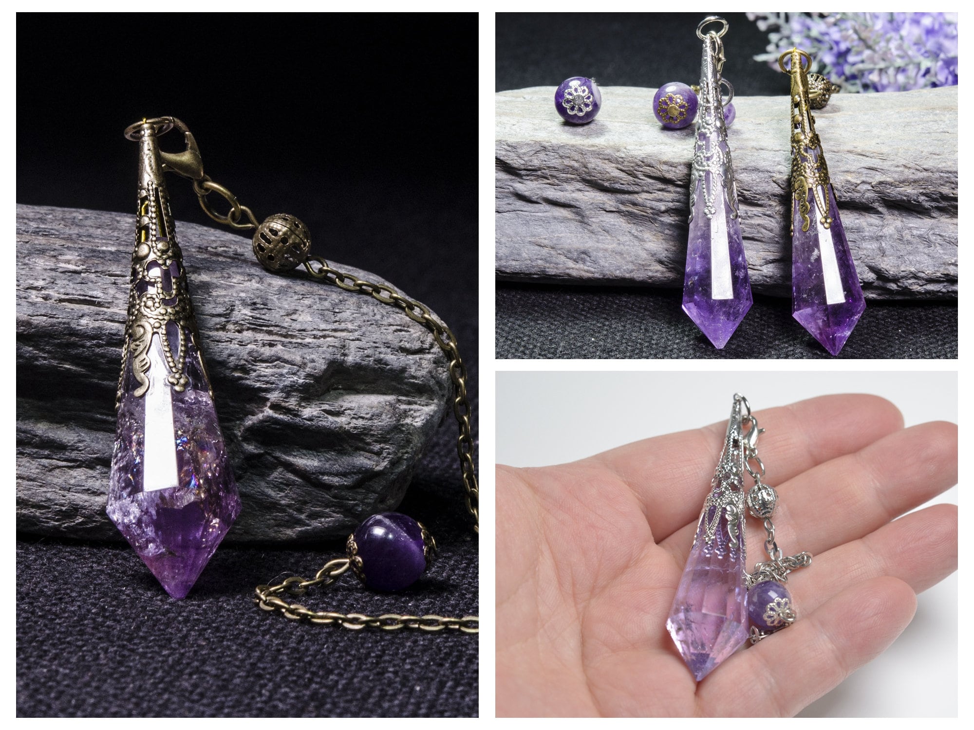 Clear Amethyst Pendulum/dowsing Tool for Chakra/reiki/balancing ...