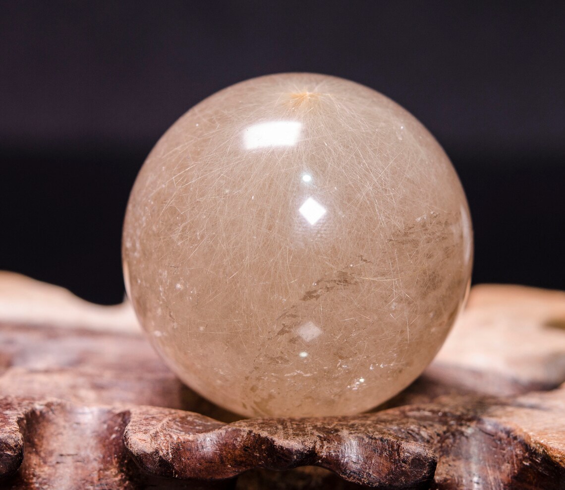 Gold Rutilated Quartz Ball/clear Gold Rutilated Quartz Sphere/rutilated ...