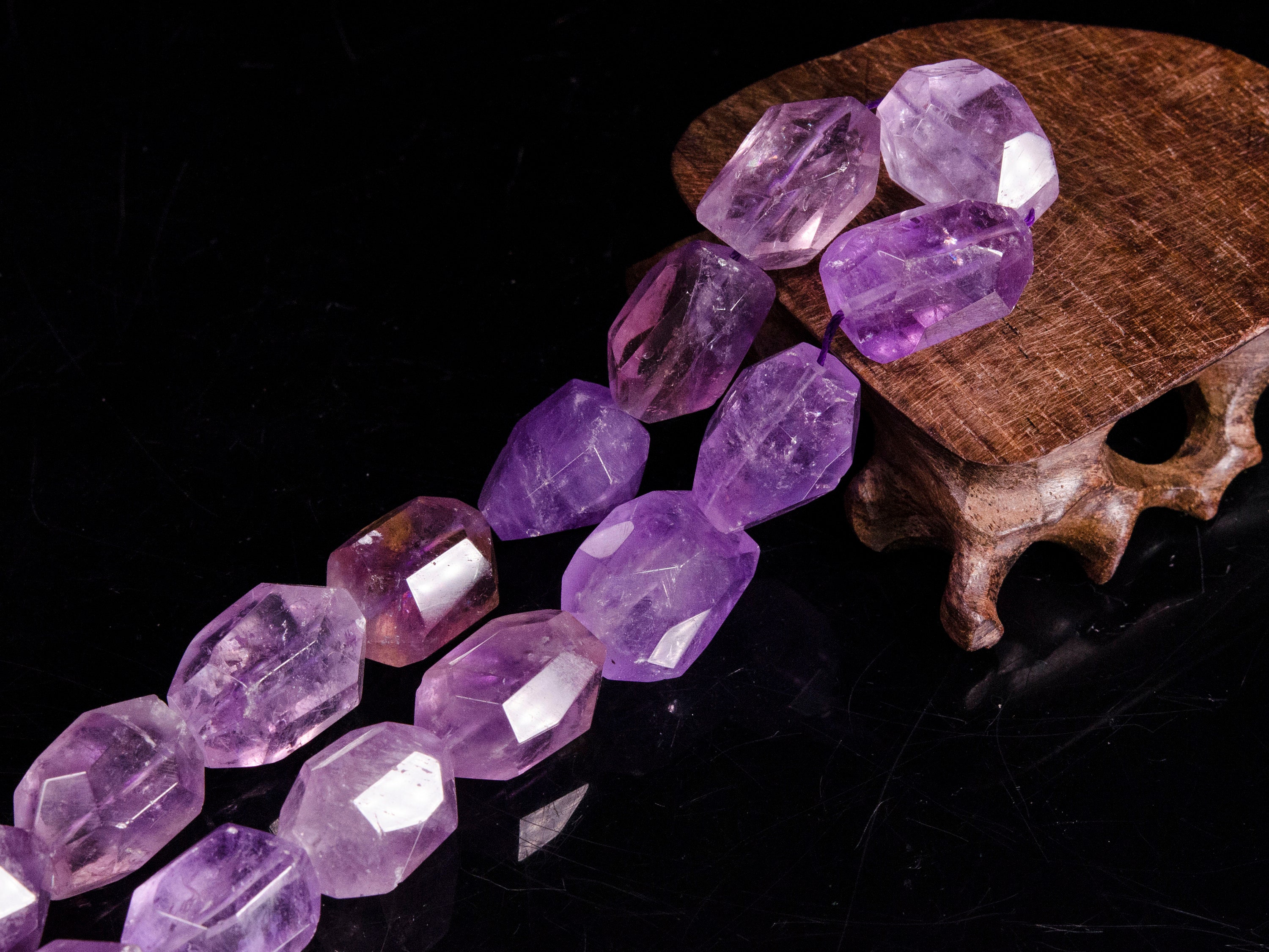 Full Strand Natural Amethyst Crystal Quartz Necklace/amethyst | Etsy