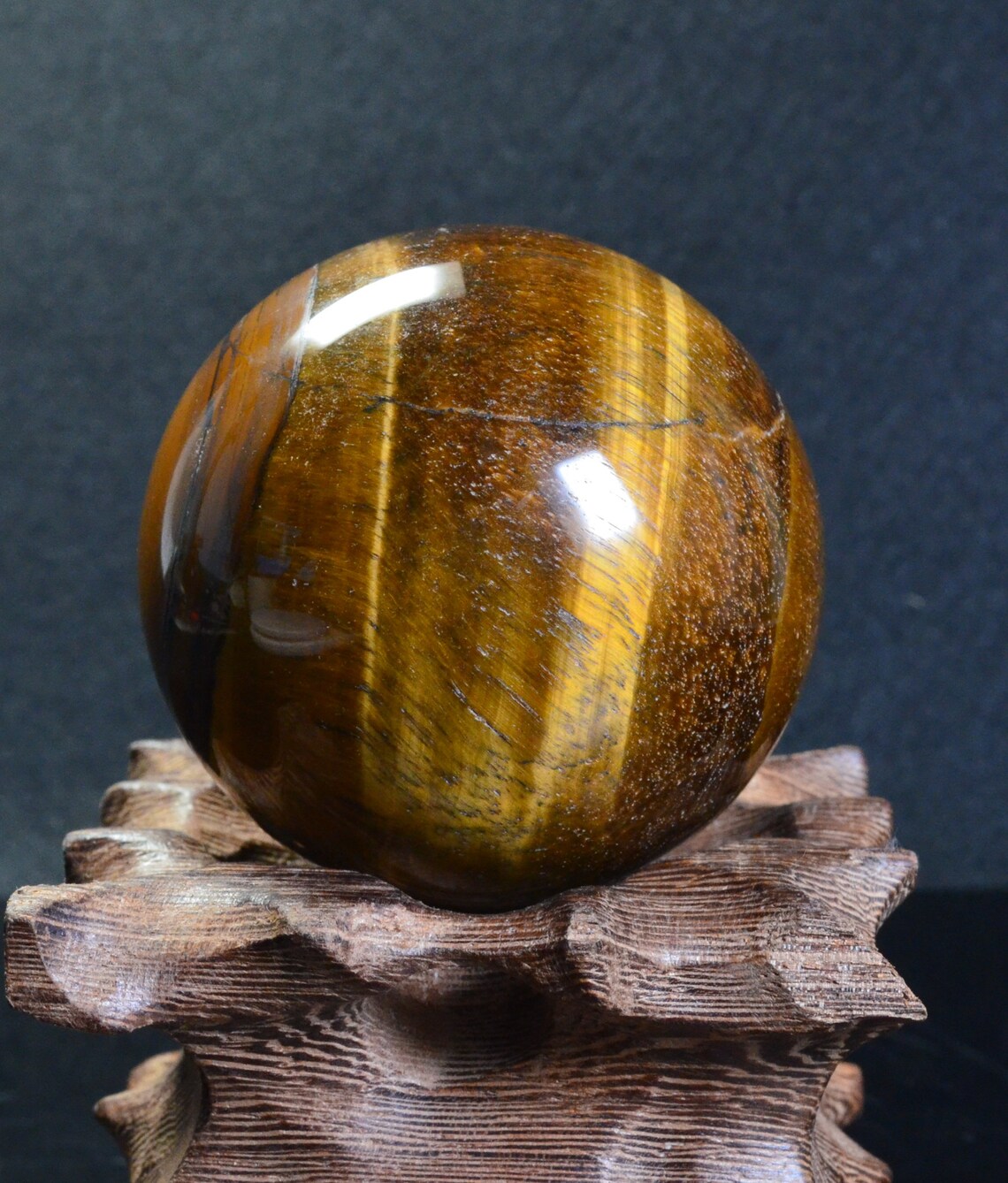 Natural Gold Tiger Eye Quartz Sphere,2.6inches Gold Light Crystal Stone ...