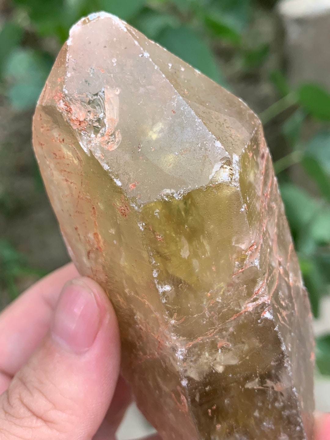 Natural Clear Citrine Quartz/lemon Yellow Crystal Point/97*42*42mm 248g ...