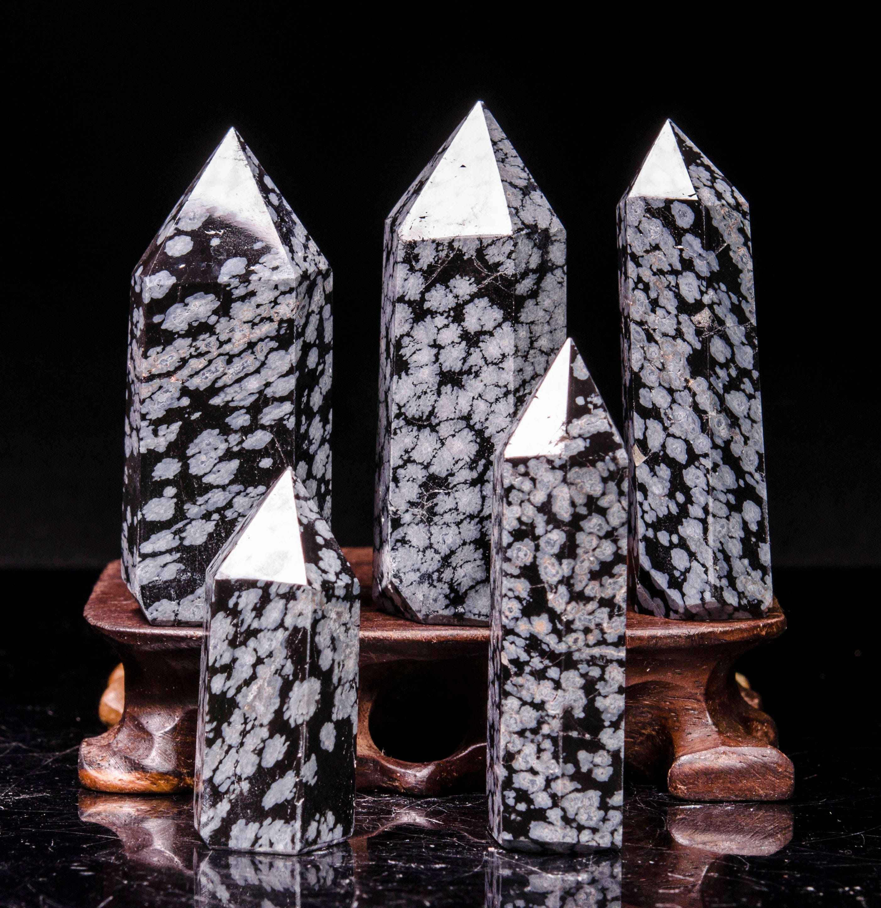 Snowflake Obsidian Quartz Point/obsidian Wand/shiny Polished | Etsy