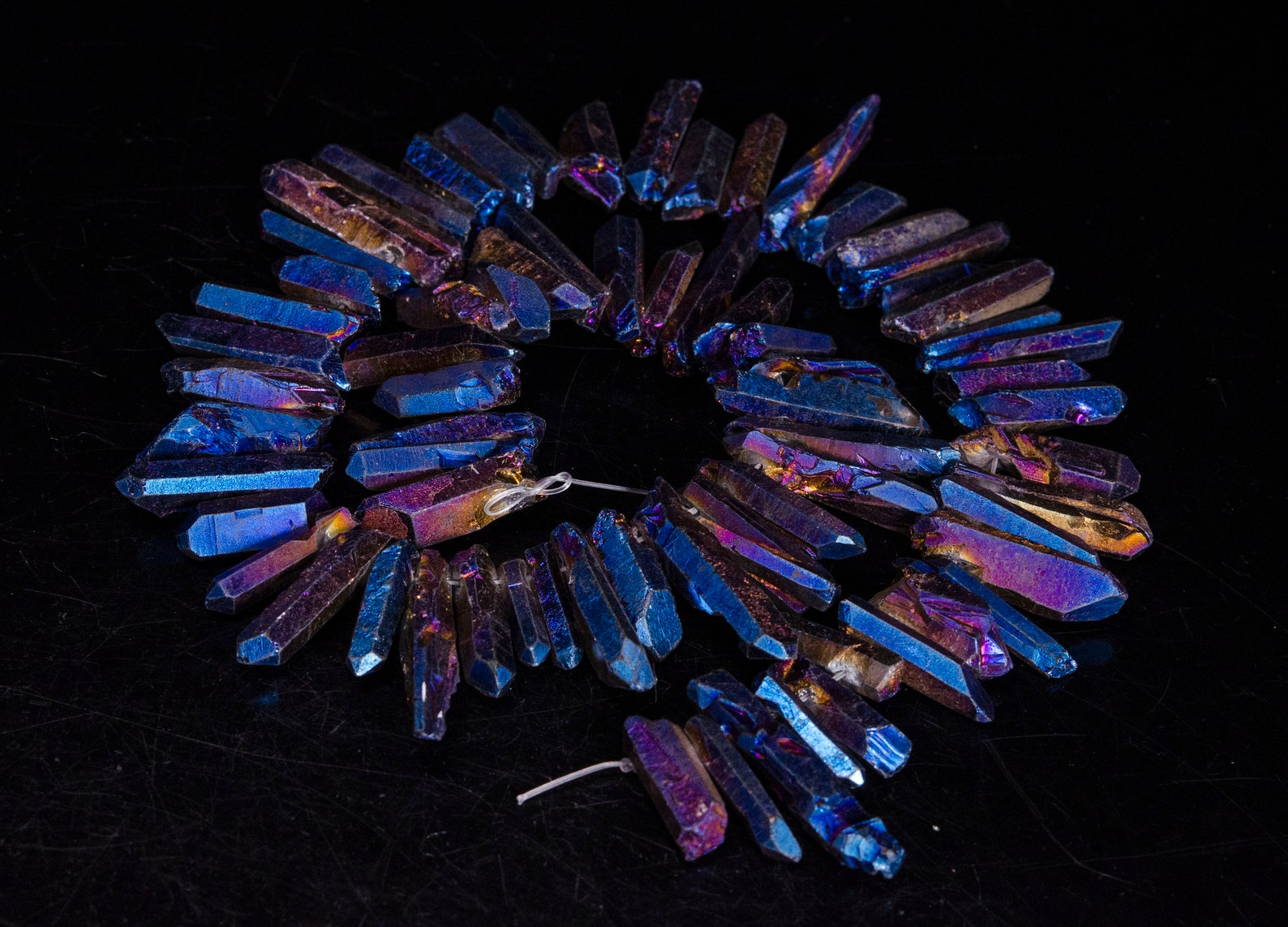 Full Strand Rainbow Blue Aura Quartz Crystal Quartz Beads/rainbow Aura ...