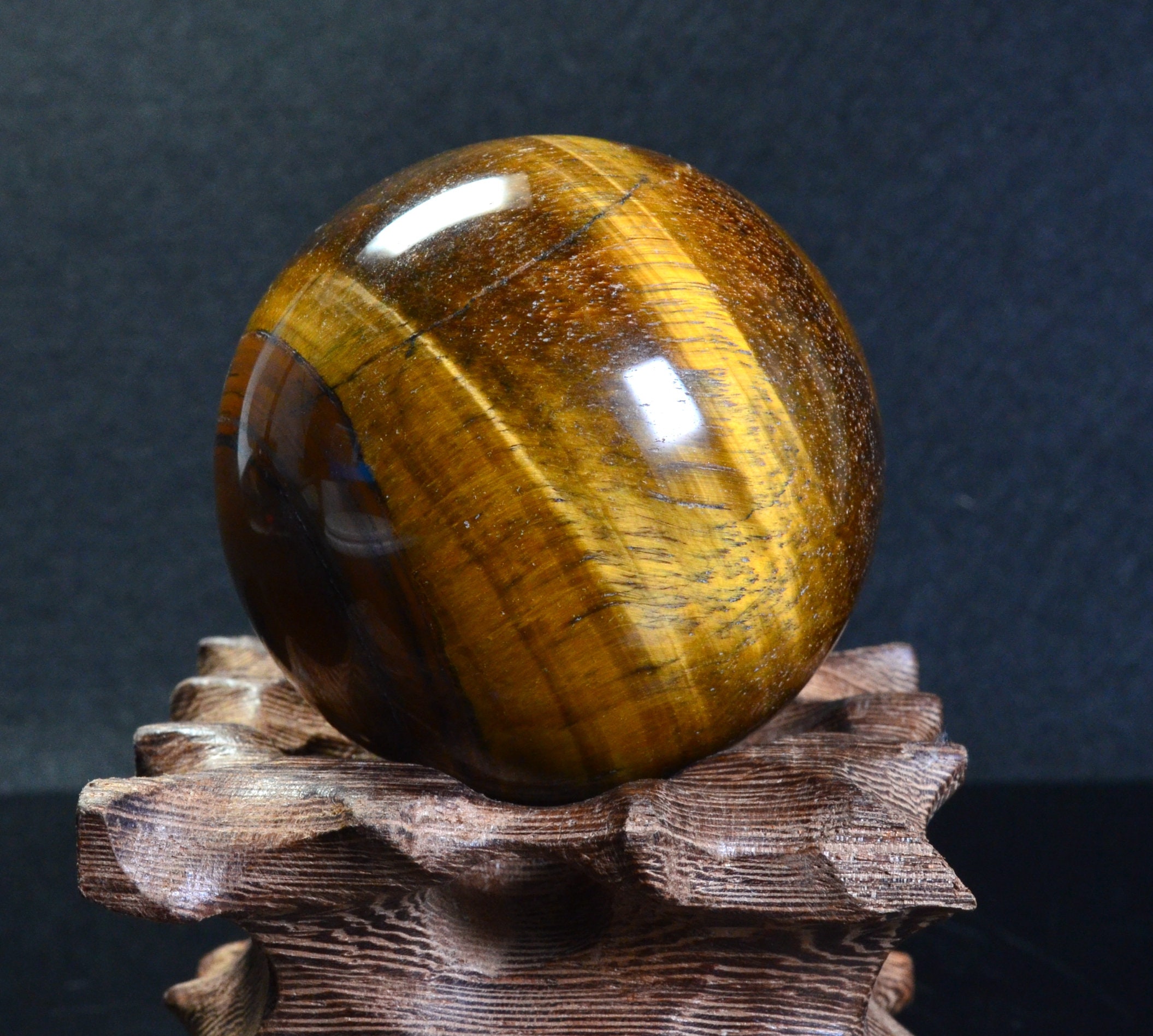 Natural Gold Tiger Eye Quartz Sphere,2.6inches Gold Light Crystal Stone ...