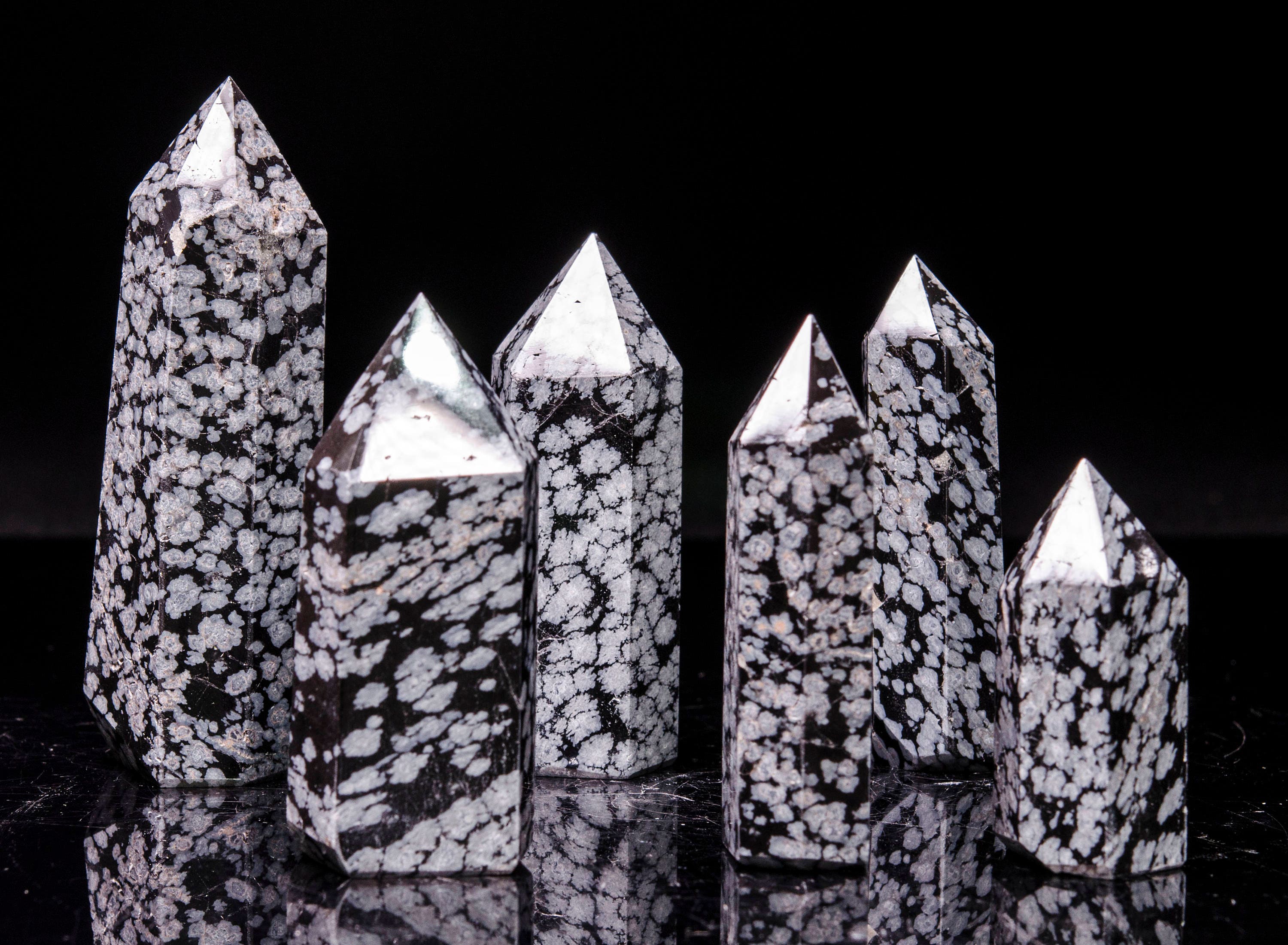 Snowflake Obsidian Quartz Point/obsidian Wand/shiny Polished | Etsy