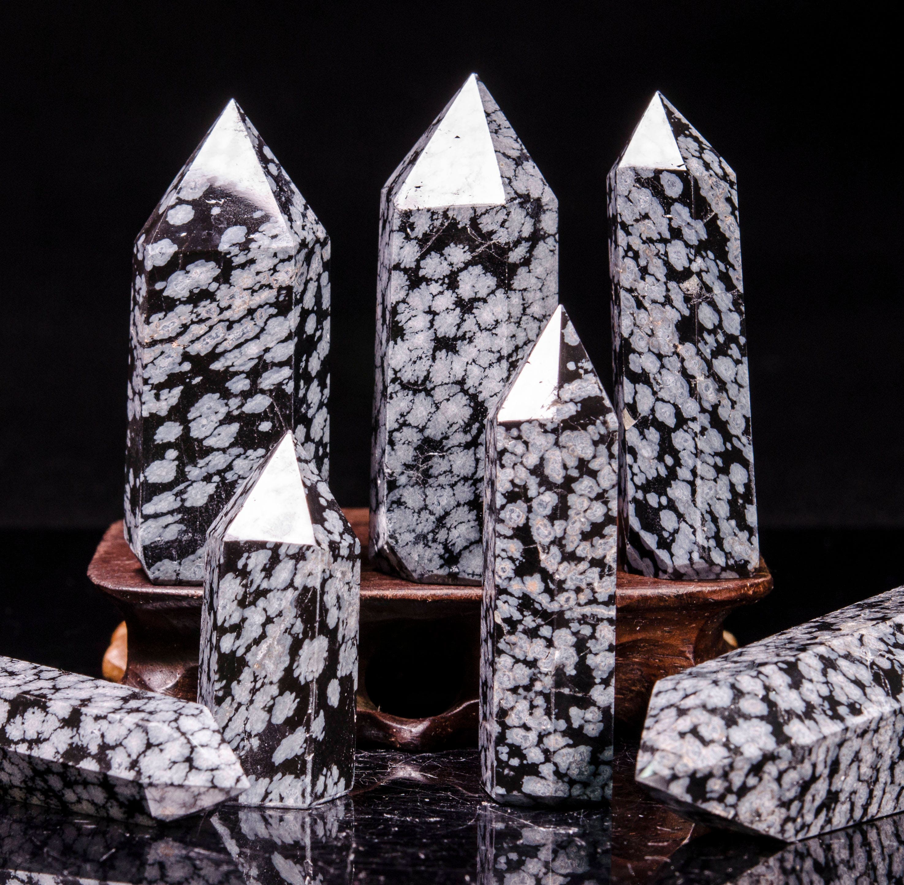 Snowflake Obsidian Quartz Point/obsidian Wand/shiny Polished | Etsy